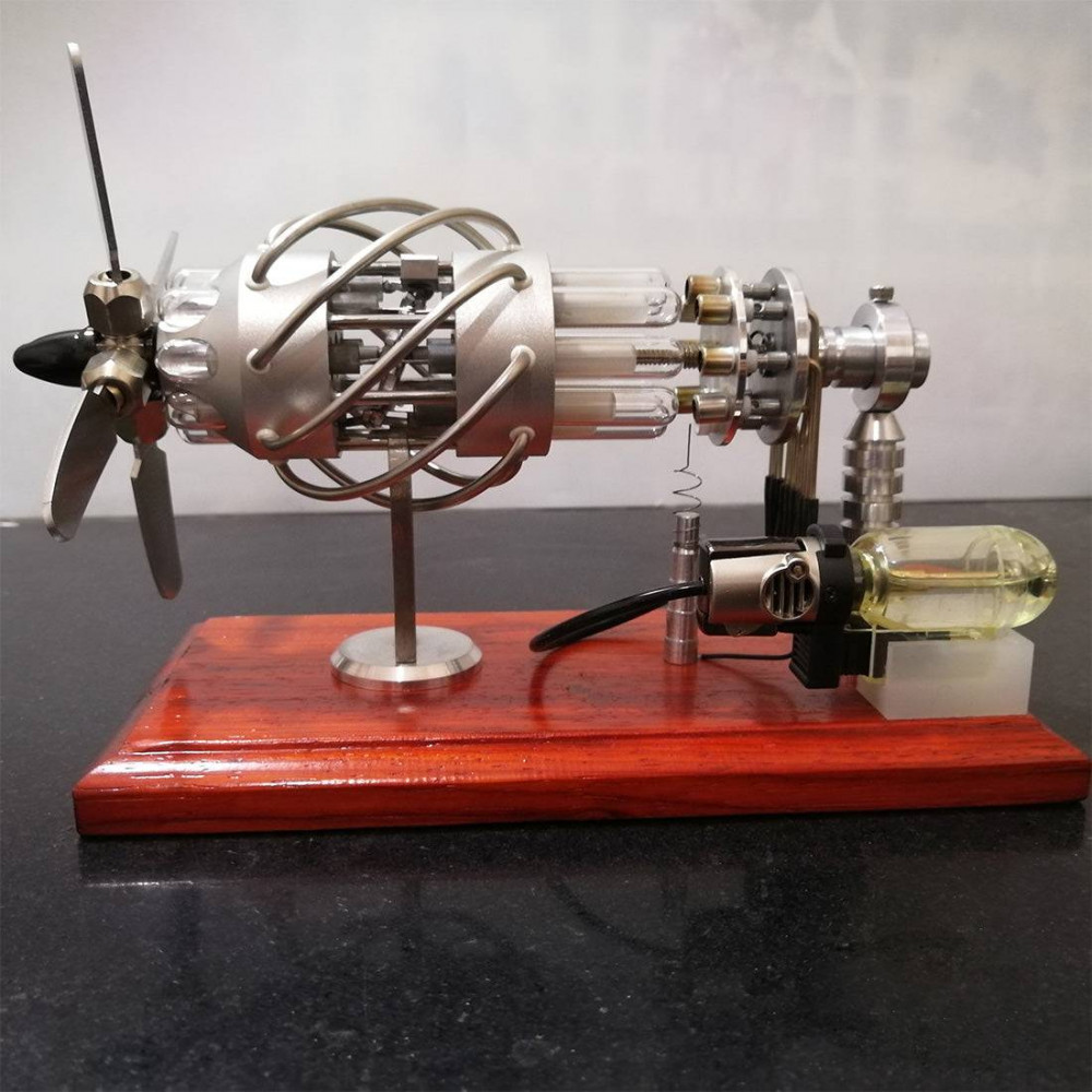 16 cylinder upgraded stirling engine model quartz glass hot air ...