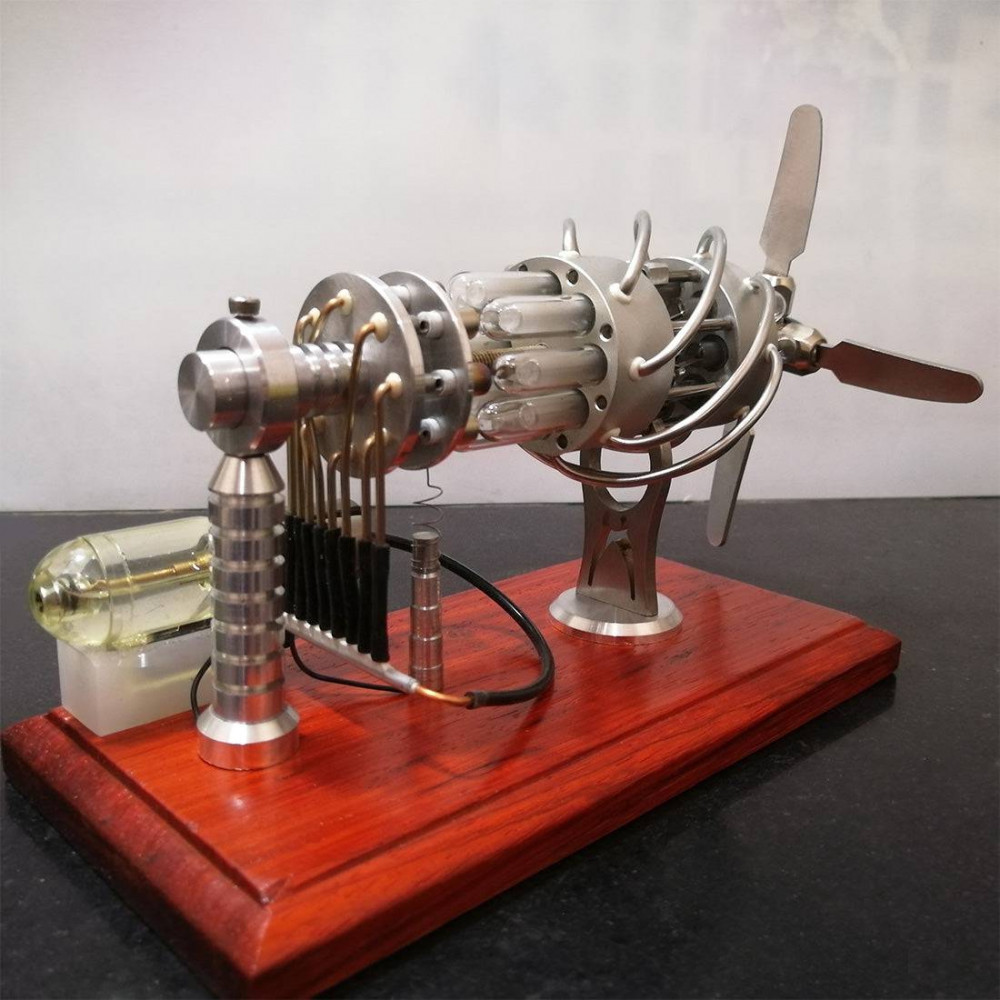 16 cylinder upgraded stirling engine model quartz glass hot air ...