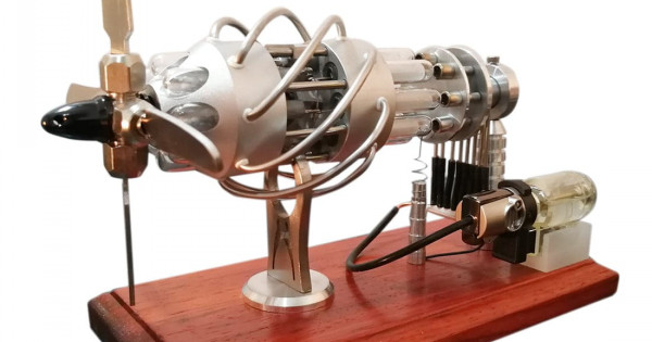 16 cylinder upgraded stirling engine model quartz glass hot air ...