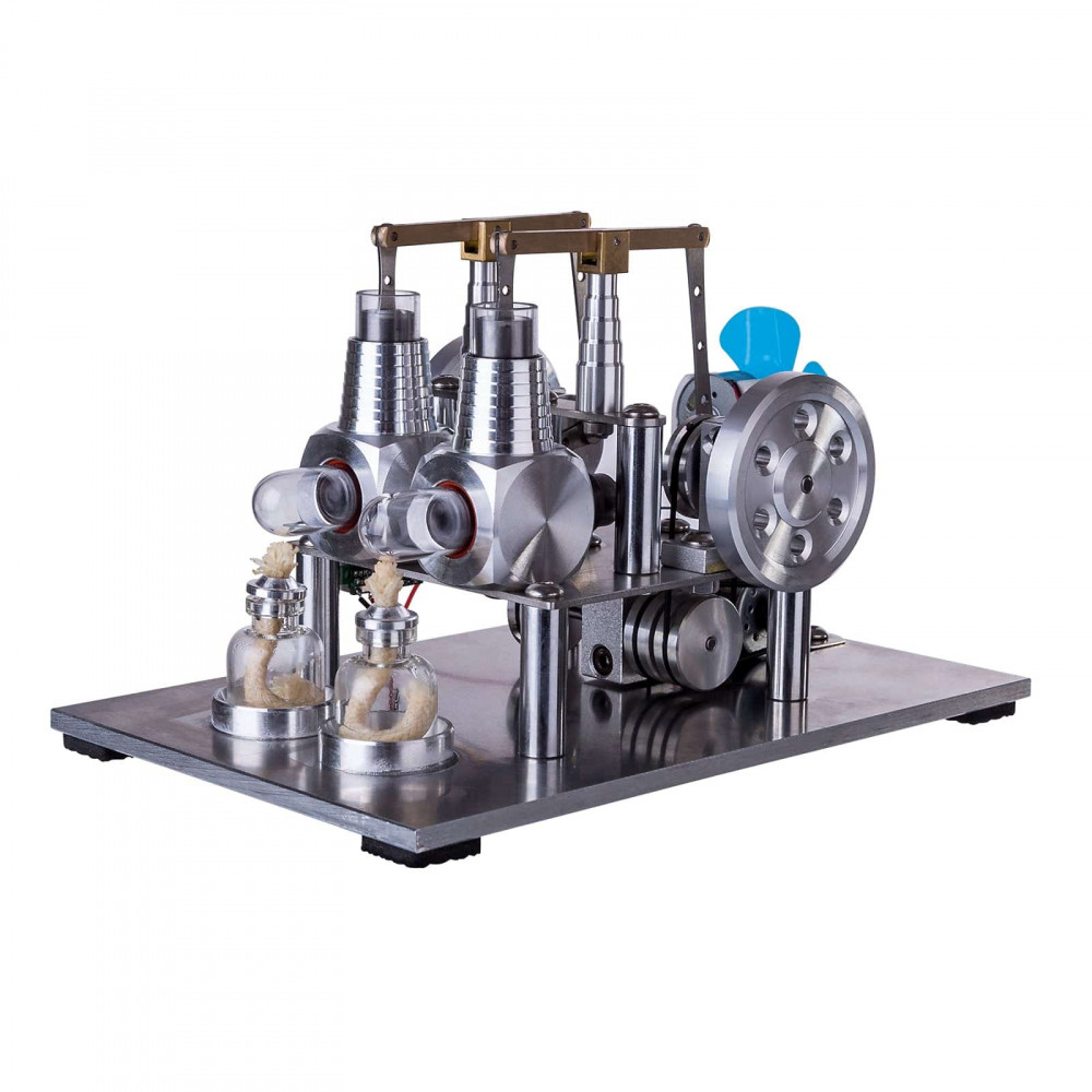2 cylinders hot air balance type generator stirling engine model with ...