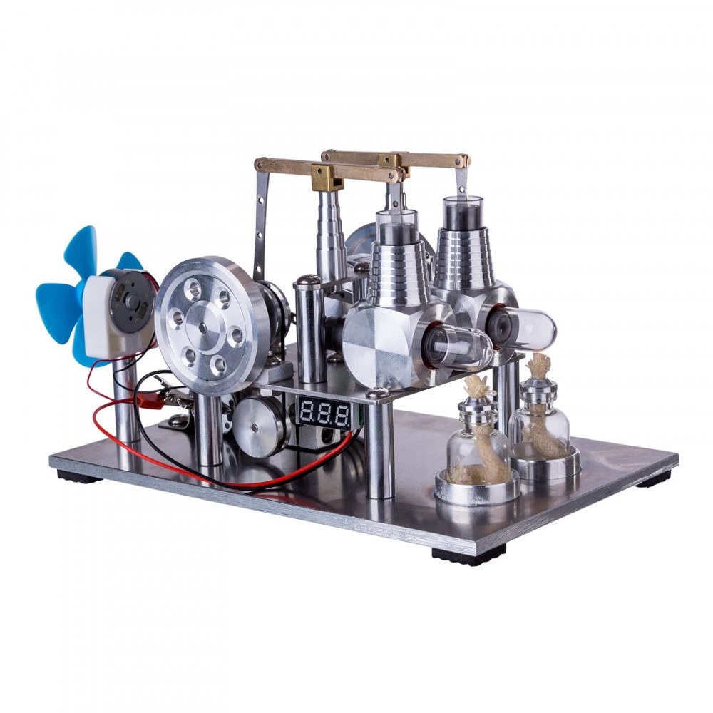 2 cylinders hot air balance type generator stirling engine model with ...