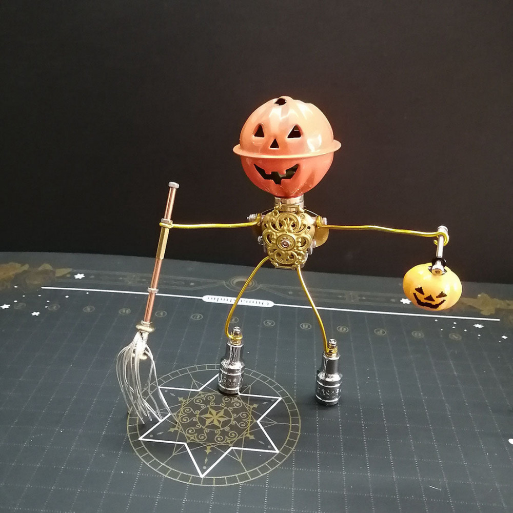 2pcs/set steampunk brass pumpkin spider scarecrow 3d metal model kits ...