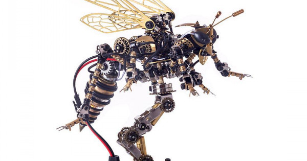 3d stainless steel mechanical wasp diy assembly model voice control ...