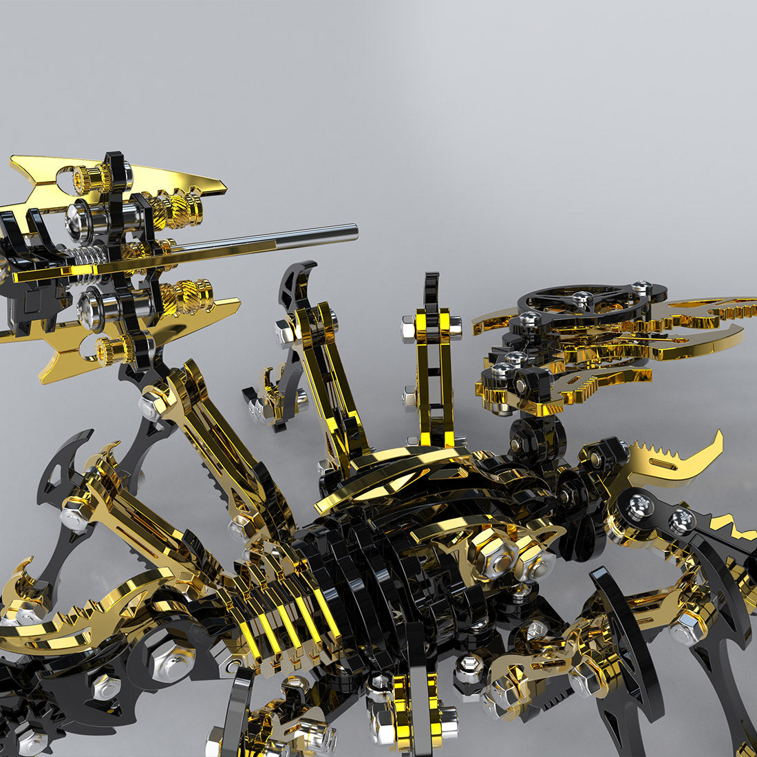 black & golden 3d stainless steek diy scorpion metal model kits - black ...
