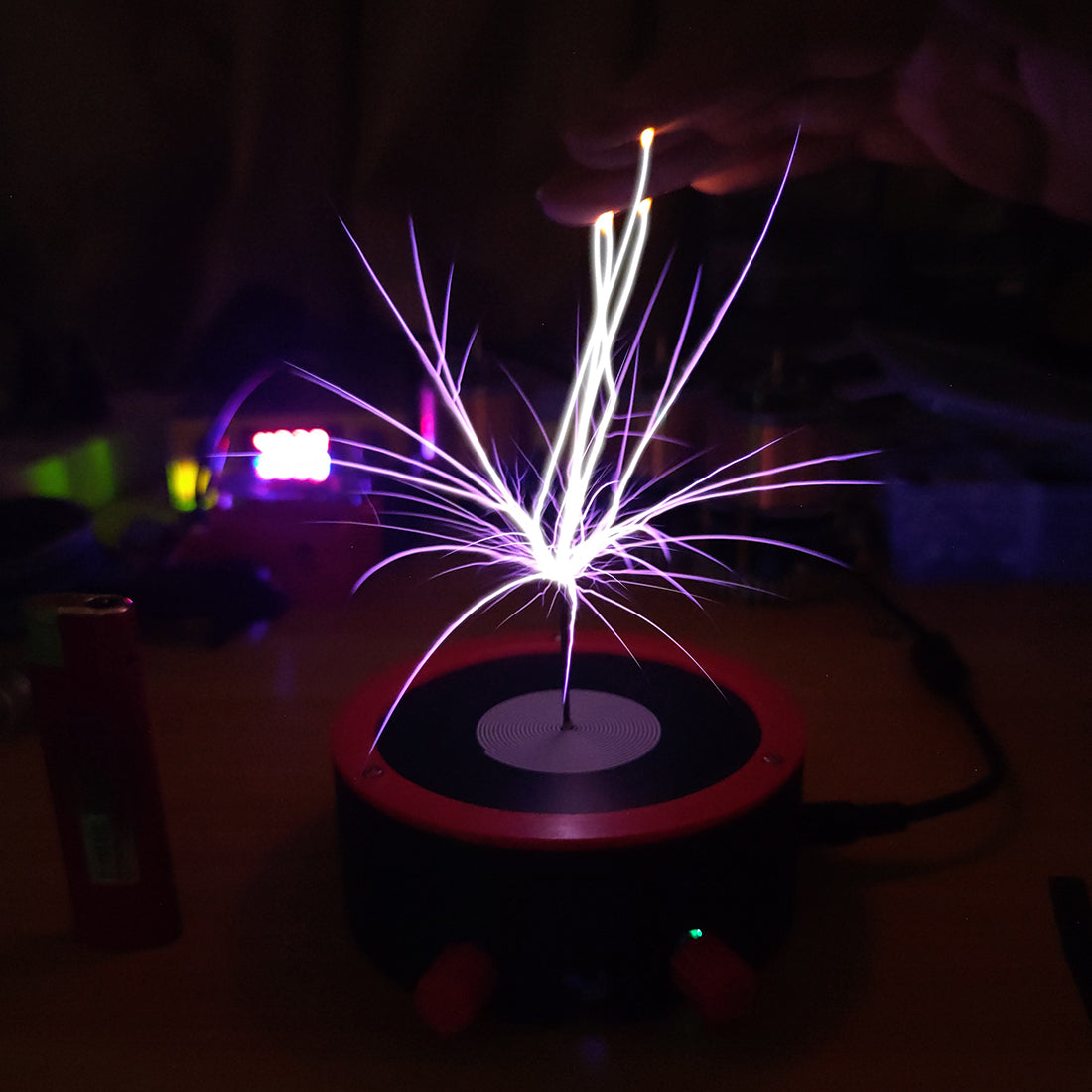 bluetooth mini sstc tesla coil musical artificial lightning -red&black ...