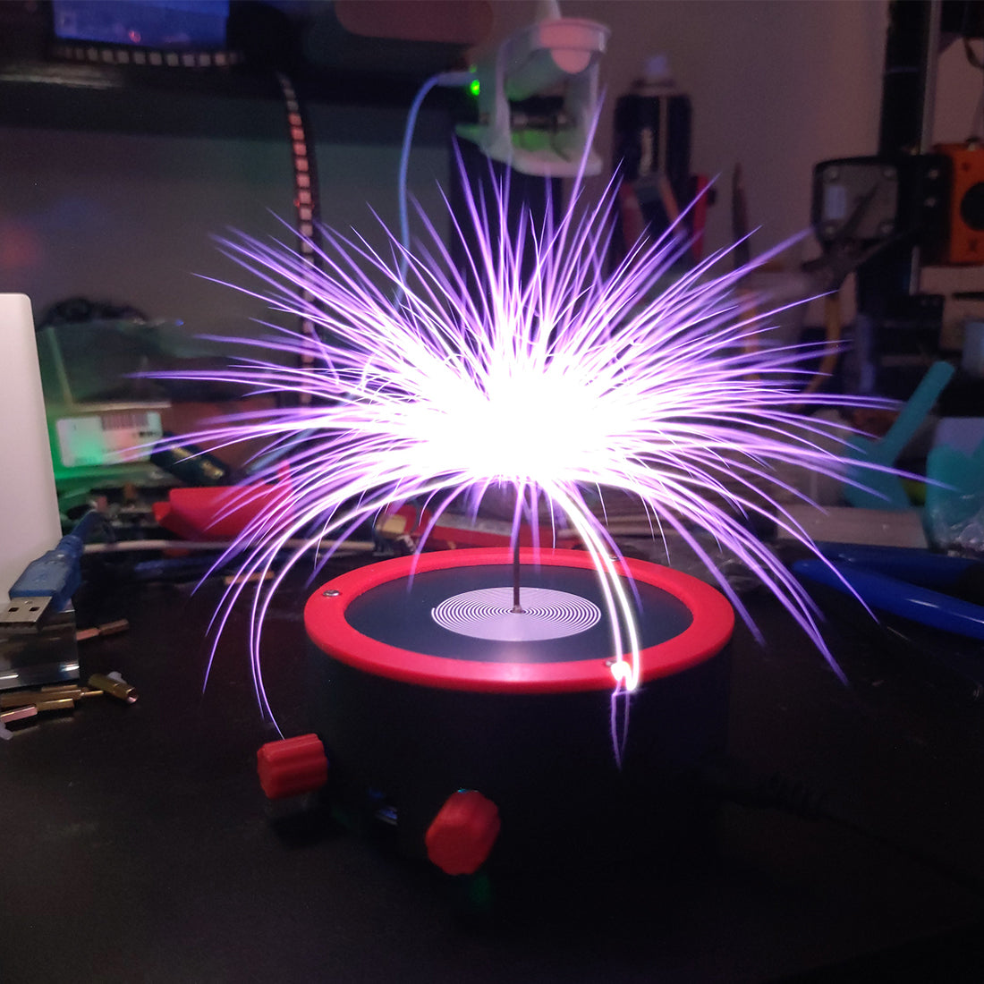 bluetooth mini sstc tesla coil musical artificial lightning -red&black ...