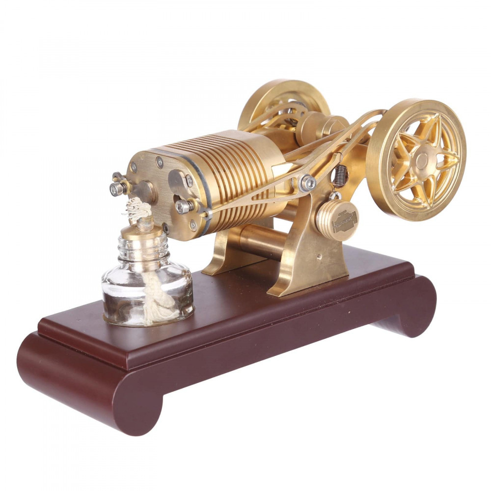 enjomor two-cylinder flame licker stirling engine brass vacuum engine model