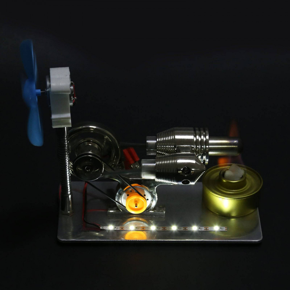 γ gammatype stirling engine generator model with led light bar & fan ...