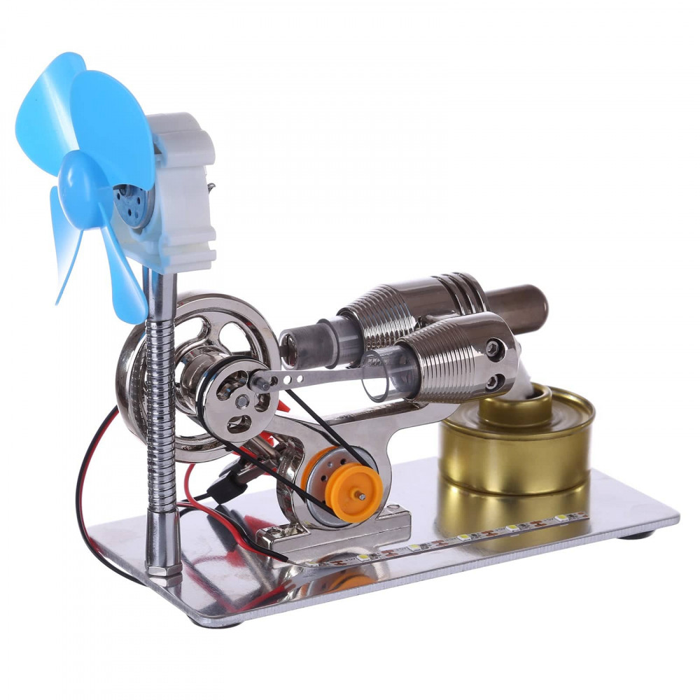 γ gammatype stirling engine generator model with led light bar & fan ...