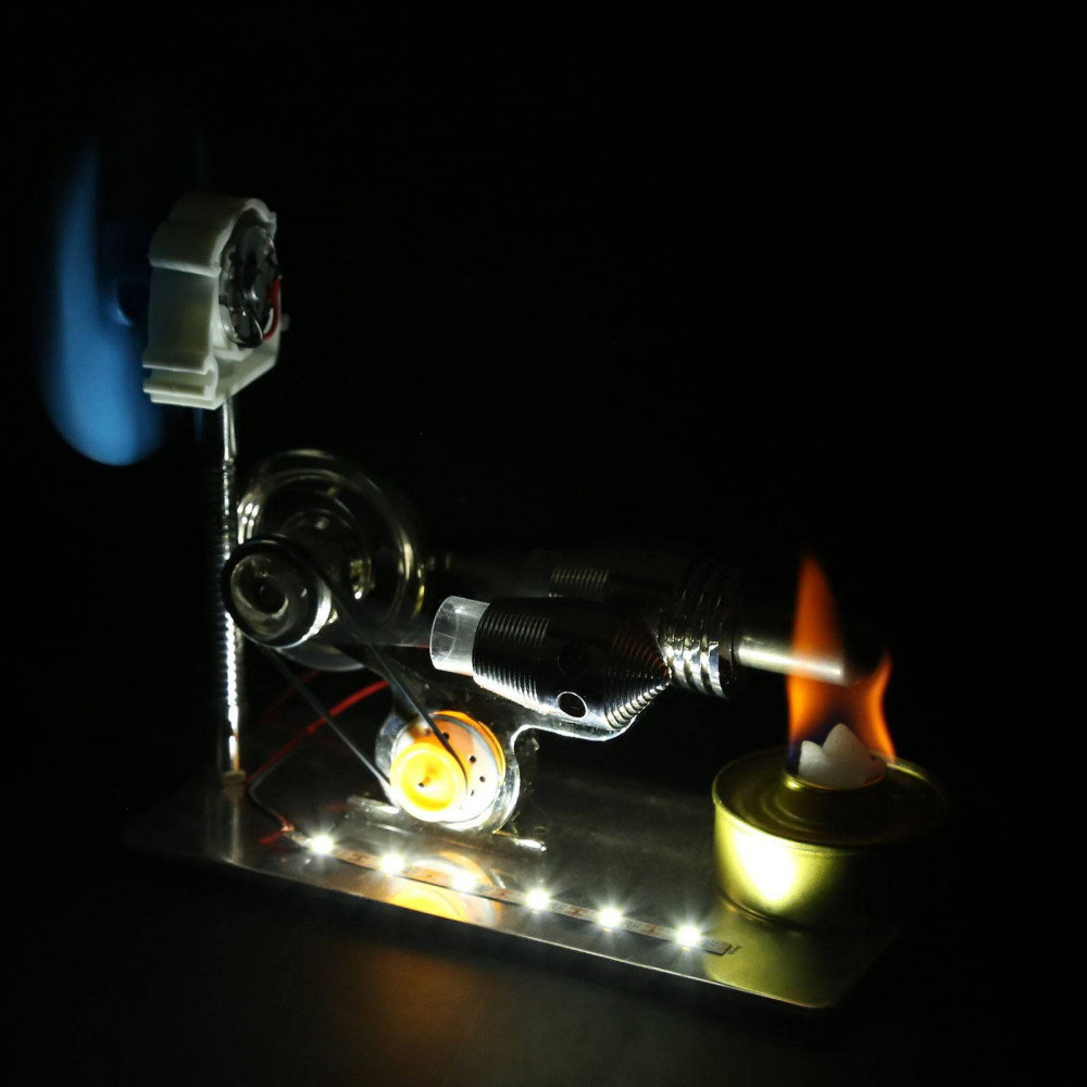 γ gammatype stirling engine generator model with led light bar & fan ...