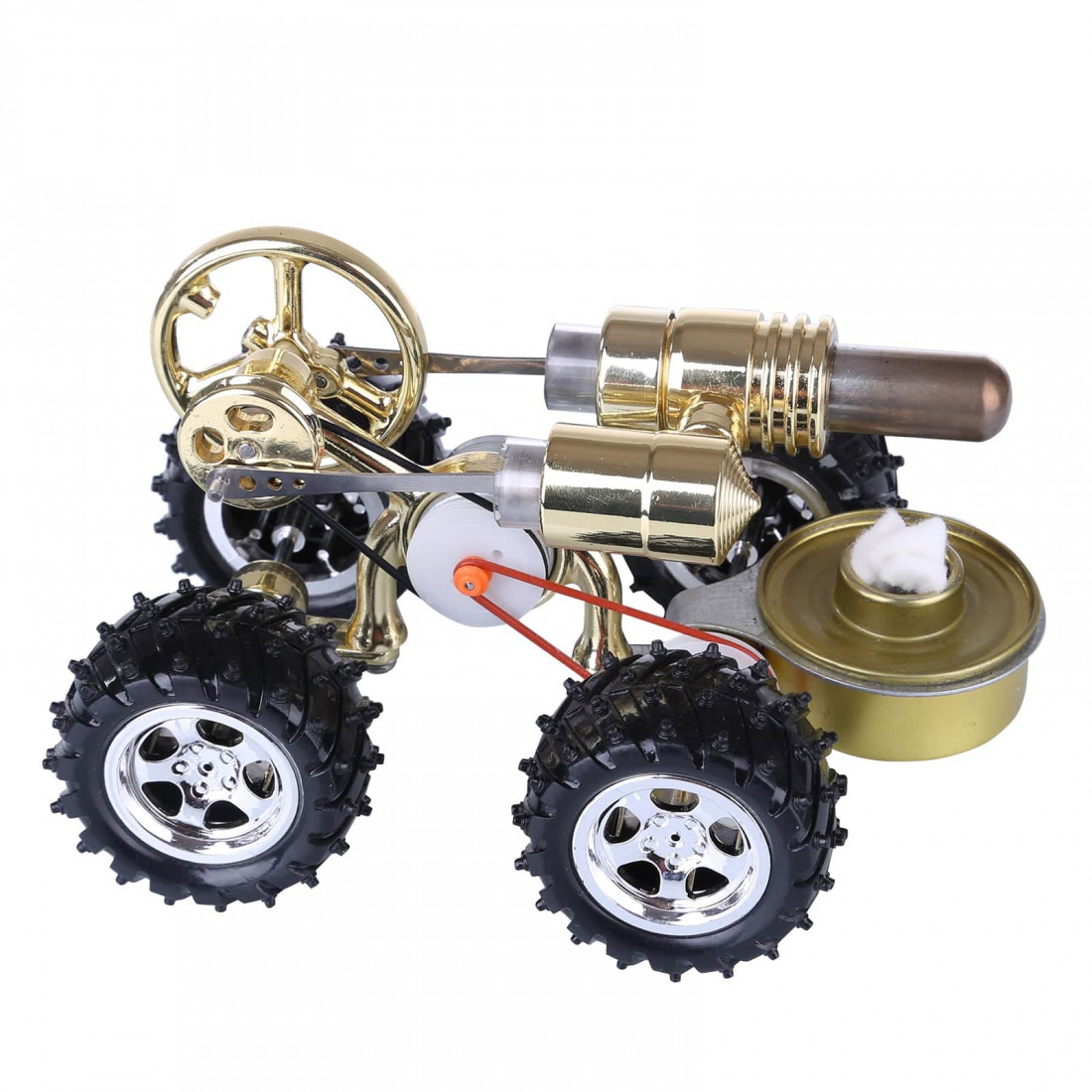 golden hot air stirling engine powered 4-wheel car engine model ...