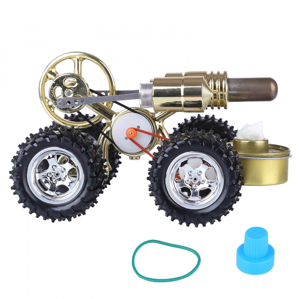 golden hot air stirling engine powered 4-wheel car engine model ...