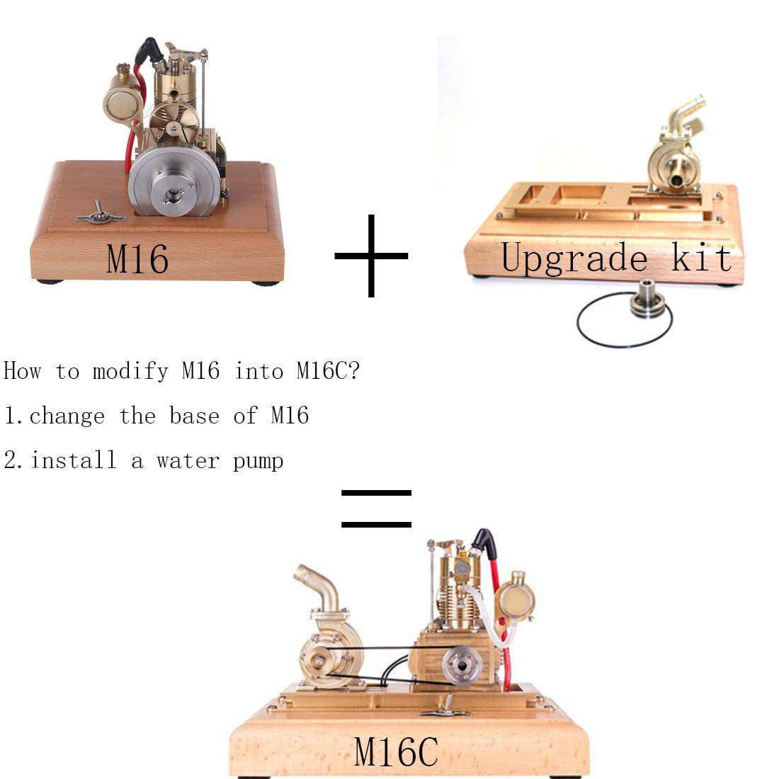 m16 wooden base with water pump upgrade kit for m16c mini vertical ...