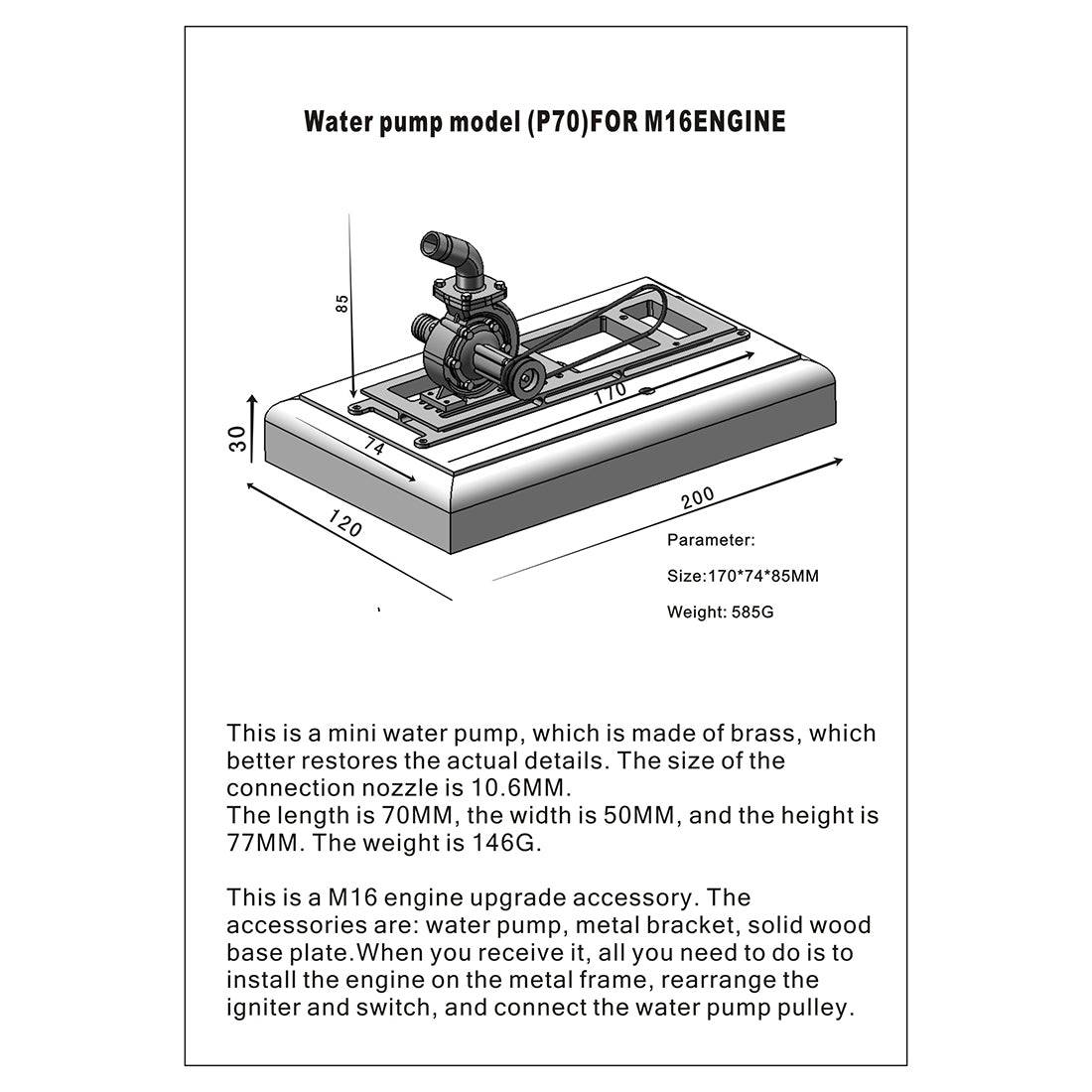 m16 wooden base with water pump upgrade kit for m16c mini vertical ...