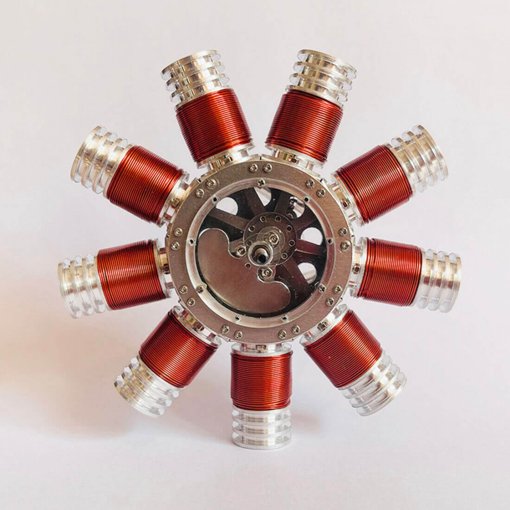 mini 9 cylinder electromagnetic motor radial solenoid engine brushless ...