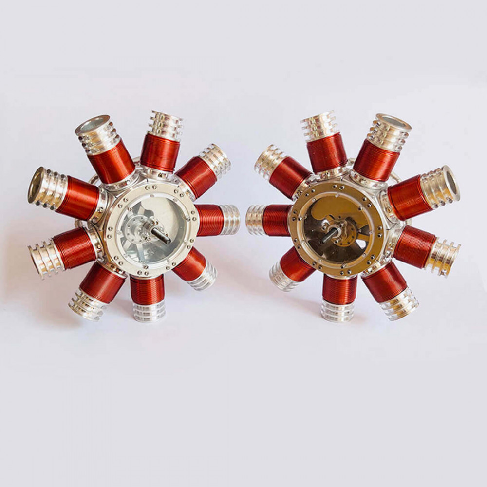 mini 9 cylinder electromagnetic motor radial solenoid engine brushless ...