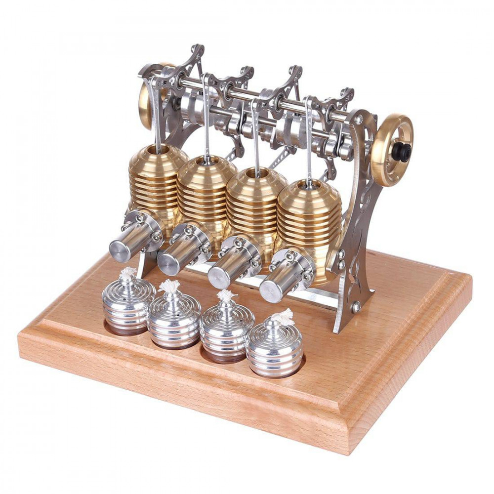 stirling high-end precision all-metal diy assembly mini four cylinder ...